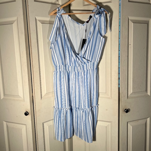 Kancy Kole | Dresses | Kancy Kole Blue And White Striped Dress With Tie ...